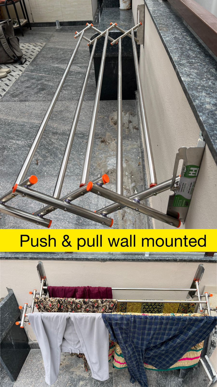 Wall-Mounted Clothes Drying Hangers (Push & Pull) – Hook & Dry
